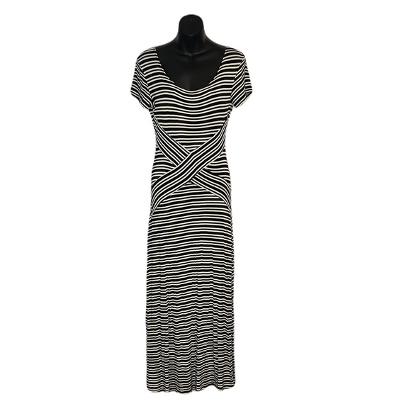 Rather Be | Dresses | Chic Black And White Striped Form Fitting Maxi ...